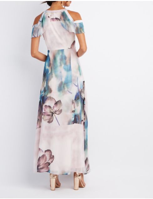 Floral Surplice Cold Shoulder Maxi Dress Charlotte Russe