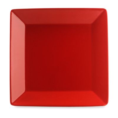 Waechtersbach Red Ceramic Rimmed 10-Inch Square Plates (Set of 2) - Bed ...