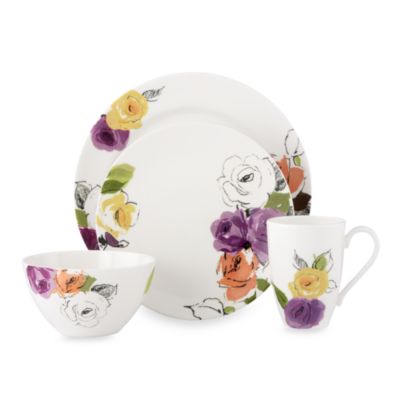 kate spade new york Charcoal Floral™ Dinnerware Collection - Bed Bath ...