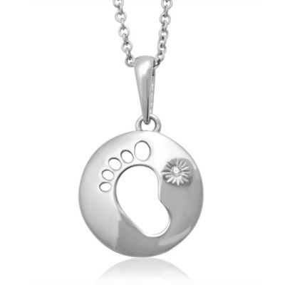 Violet and Sienna Sterling Silver .01 cttw Diamond Baby Foot Pendant ...