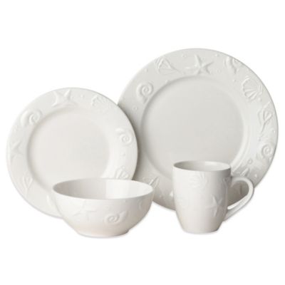 Thomson Pottery Seashells 16-Piece Stoneware Dinnerware Set - Bed Bath ...