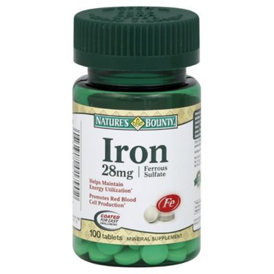 Nature's Bounty 100-Count Iron 28 mg Ferrous Sulfate Tablets - Bed Bath ...