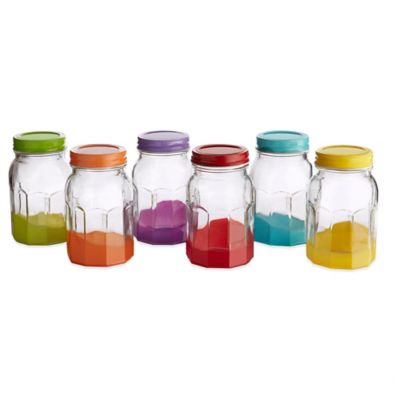 Buy Style Setter Soho Colored Glass Jar with Lid (Set of 6) from Bed ...