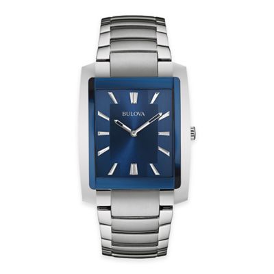 Buy Bulova Men's 35mm Rectangular Dress Watch in Stainless Steel with ...