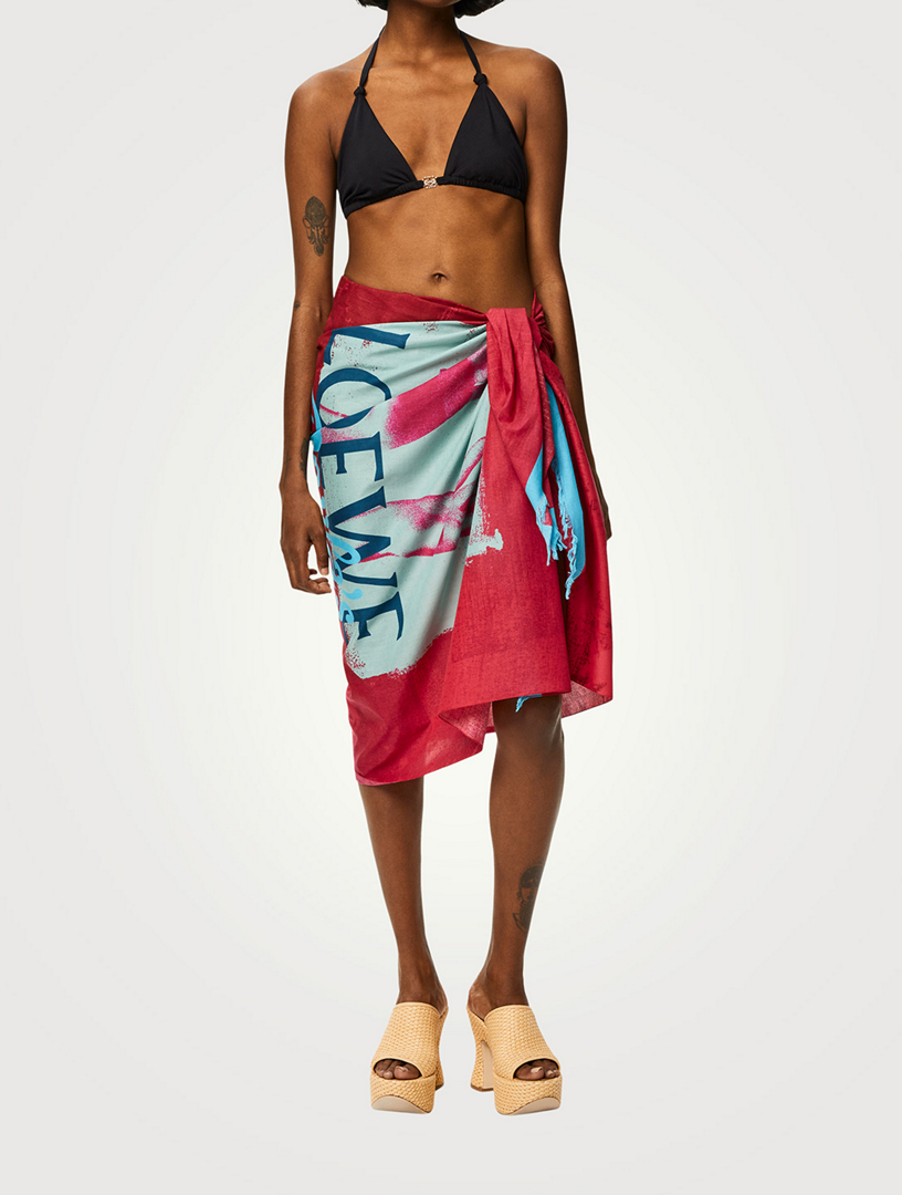 LOEWE Paula's Ibiza Sarong In Logo Print | Holt Renfrew Canada