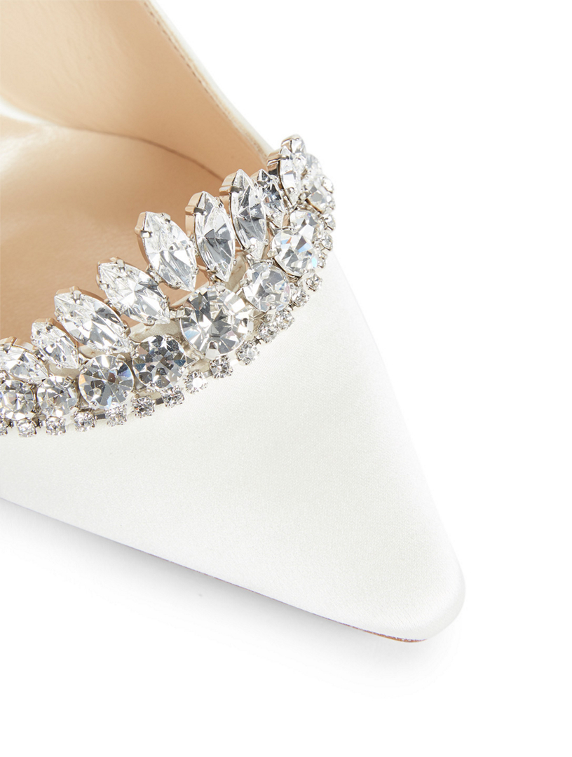 JIMMY CHOO Romy 100 Satin Pumps With Crystals | Holt Renfrew Canada