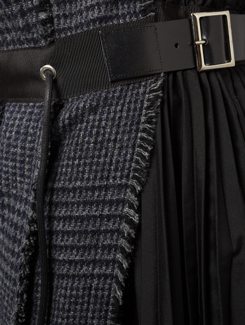 SACAI Wool Pleated Skirt In Glen Check Print | Holt Renfrew