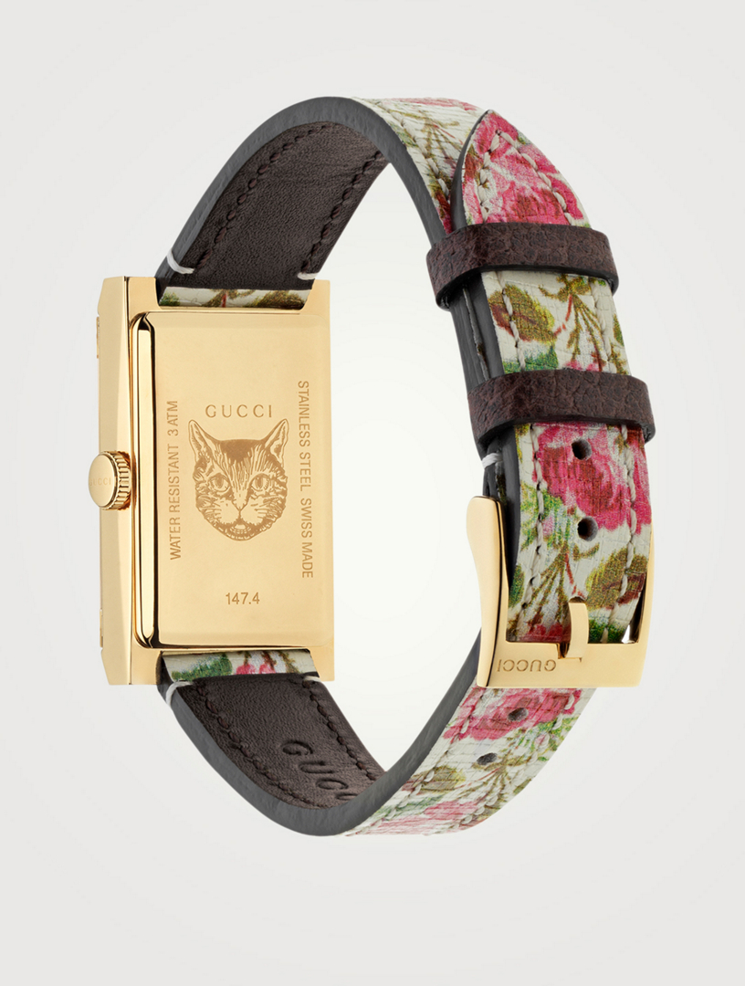 GUCCI Leather Strap Watch In Floral Print | Holt Renfrew Canada