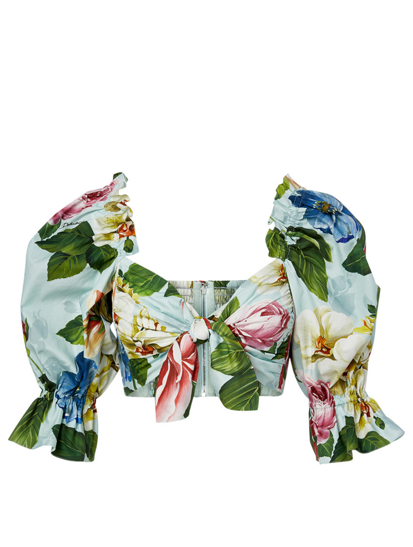 DOLCE & GABBANA Cotton Bandeau Top In Floral Print | Holt Renfrew Canada