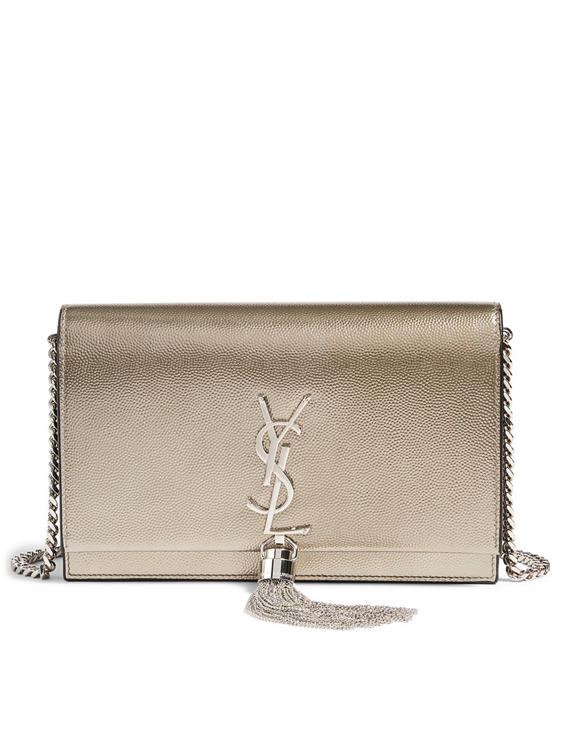 SAINT LAURENT Kate YSL Monogram Metallic Leather Chain Wallet Bag ...