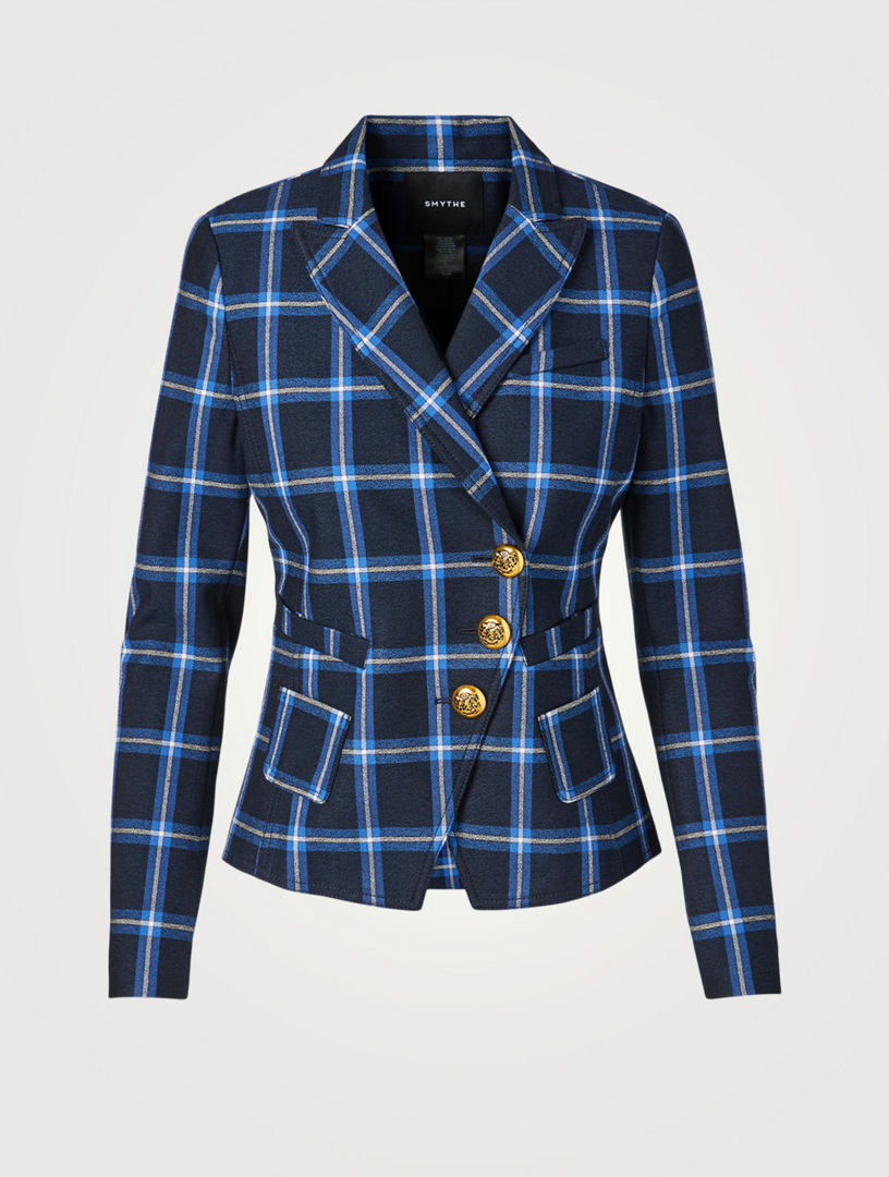 SMYTHE Wrap Blazer In Window Pane Print | Holt Renfrew Canada