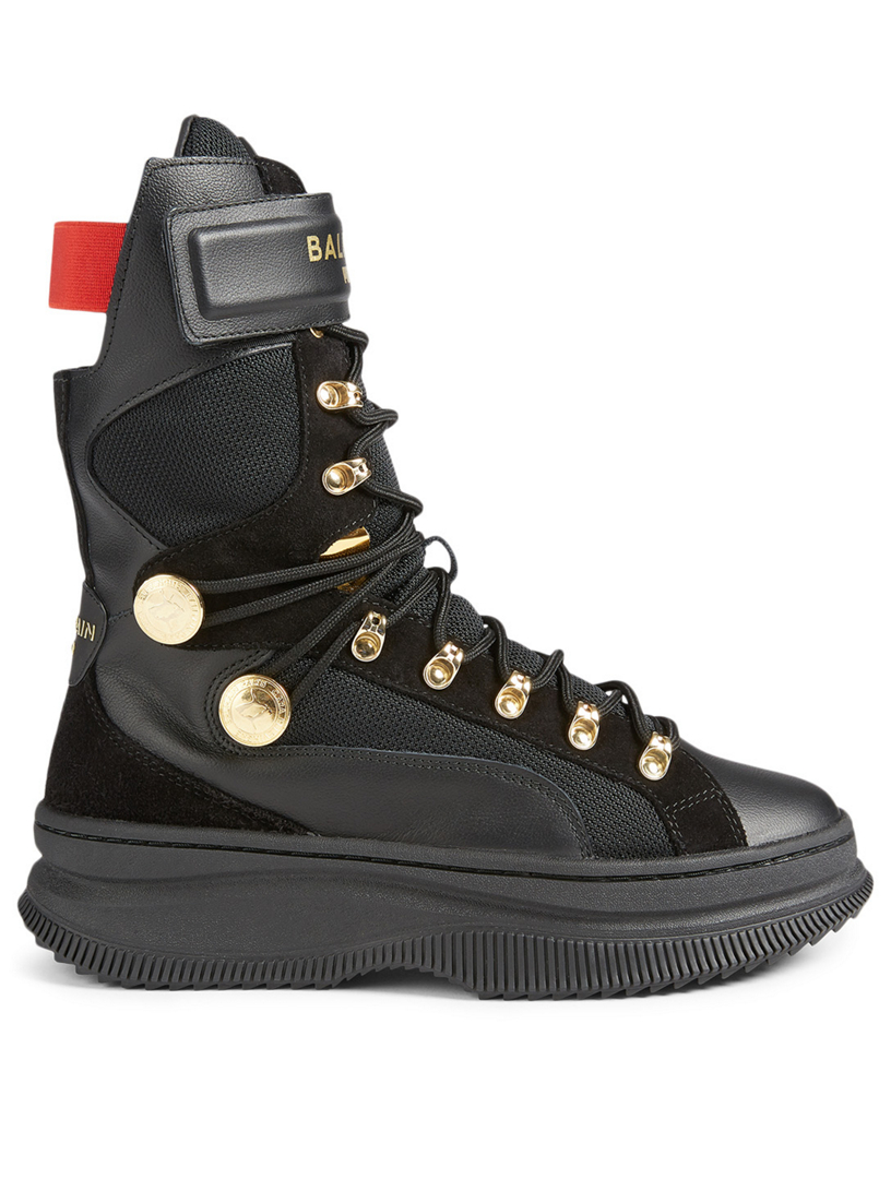 PUMA X BALMAIN DEVA X BALMAIN Leather Lace-Up Boots | Holt Renfrew Canada