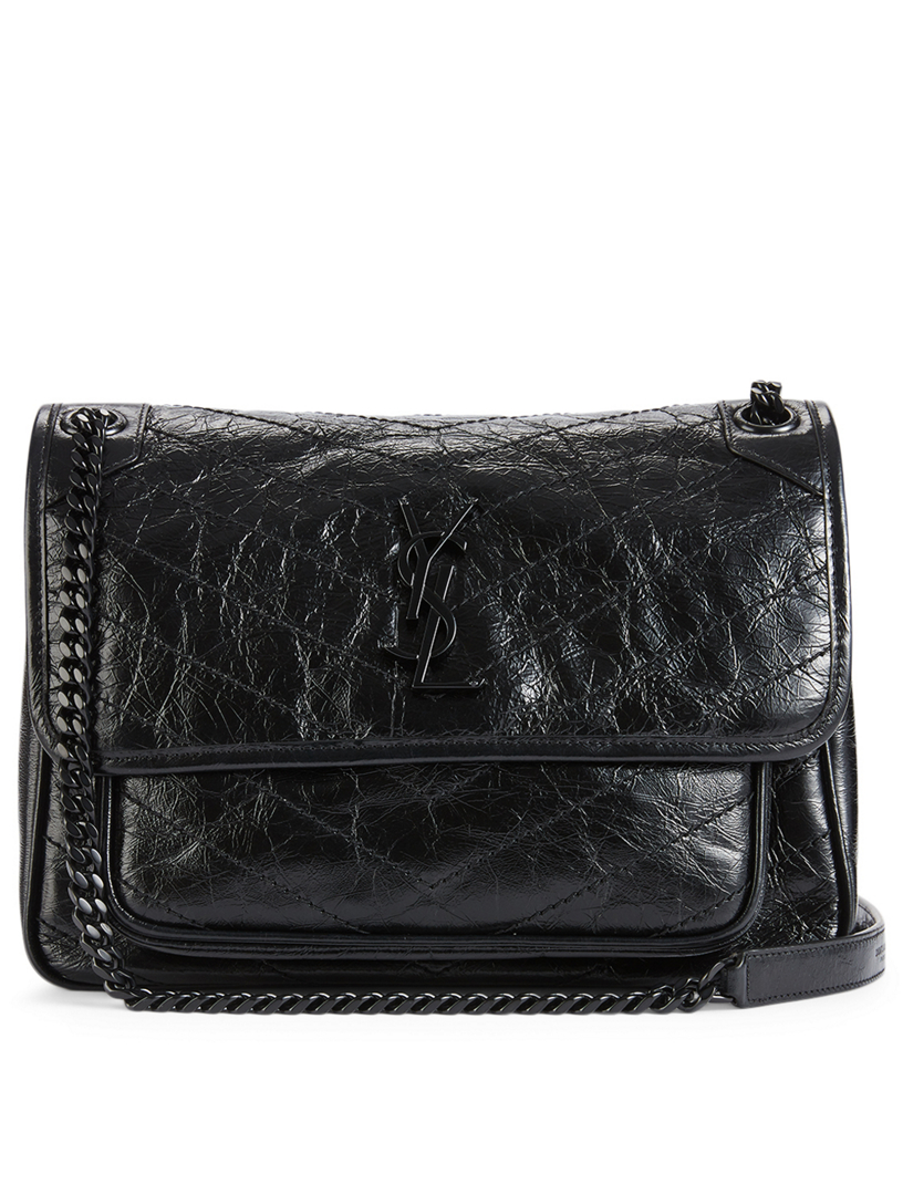 Niki Ysl Monogram Leather Shopping Tote Bag Semashow