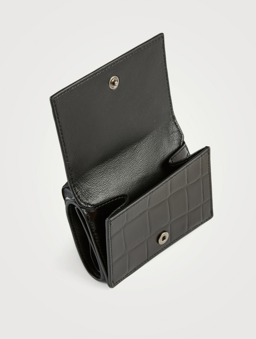 BALENCIAGA Mini Neo Classic Croc-Embossed Leather City Wallet | Holt ...