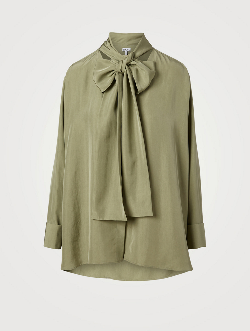 LOEWE Silk Anagram Jacquard Lavaliere Blouse | Holt Renfrew Canada