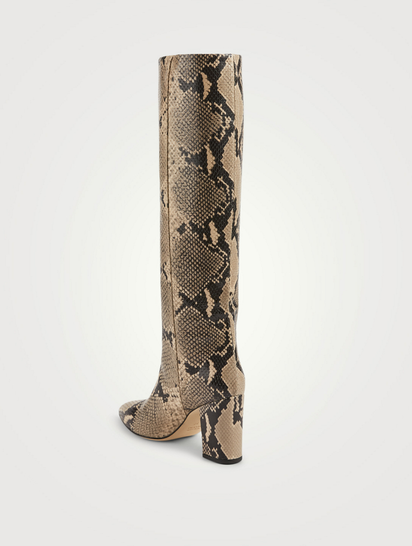 PARIS TEXAS Leather Heeled Knee-High Boots In Python Print | Holt ...