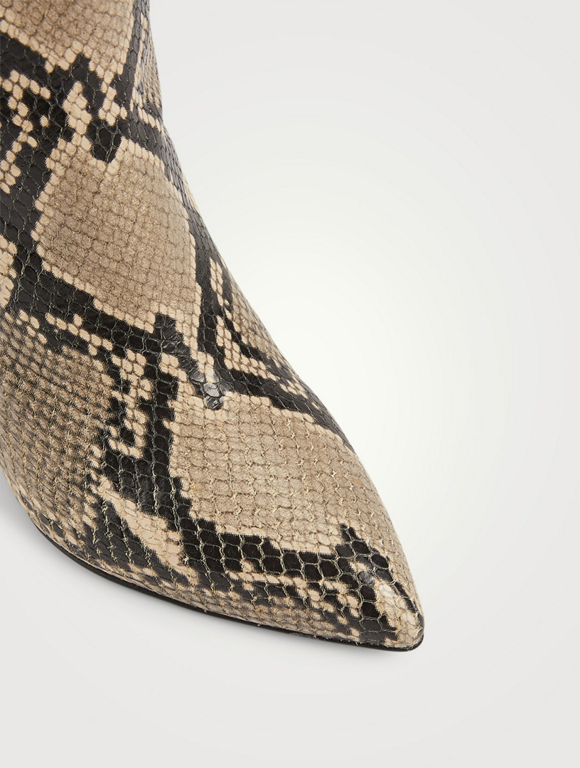 PARIS TEXAS Leather Heeled Knee-High Boots In Python Print | Holt ...