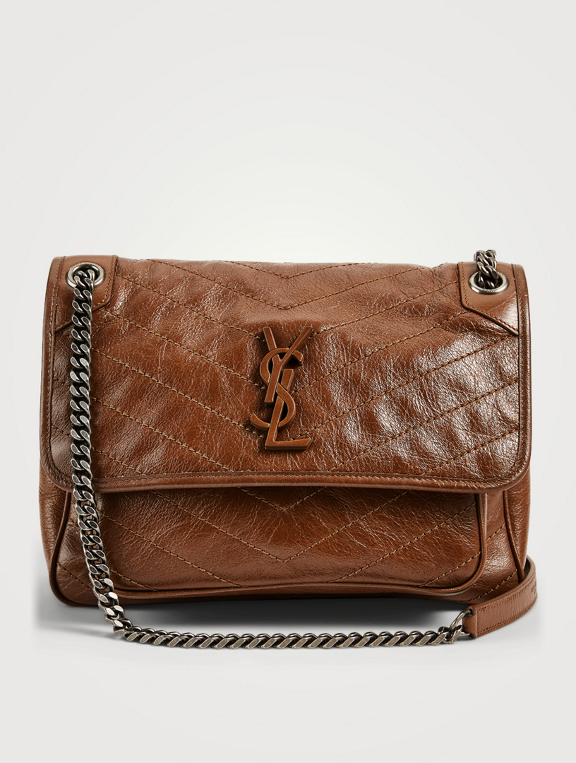 Niki Ysl Monogram Leather Shopping Tote Bag Semashow