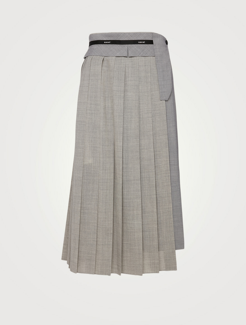 SACAI Wool-Blend Suiting Midi Skirt | Holt Renfrew Canada