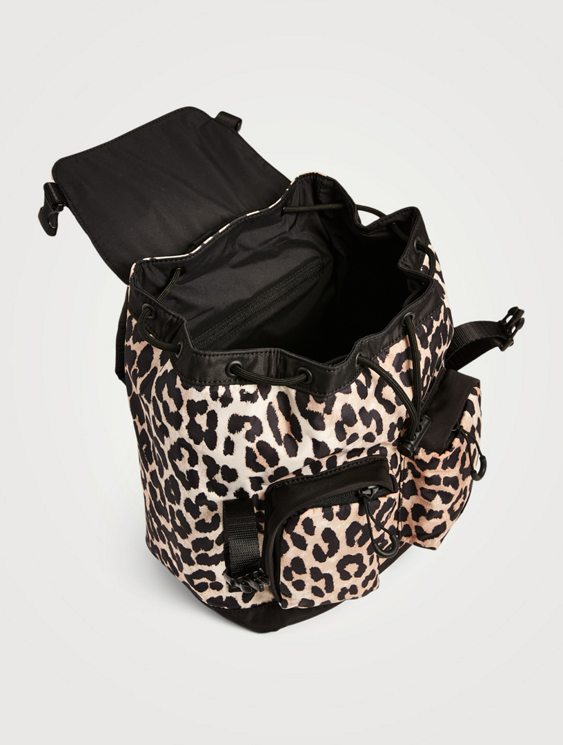 GANNI Small Recycled Tech Fabric Backpack In Leopard Print | Holt ...
