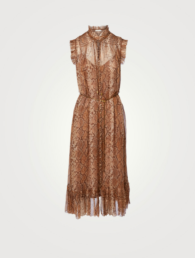 ZIMMERMANN Botanica Python Silk-Blend Swing Midi Dress | Holt Renfrew ...