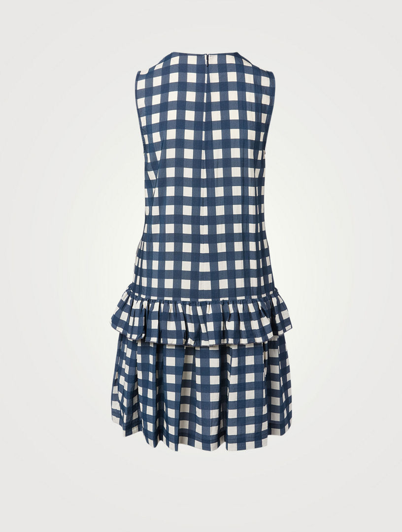 VICTORIA VICTORIA BECKHAM Sleeveless Flounce-Hem Dress In Checked Print ...