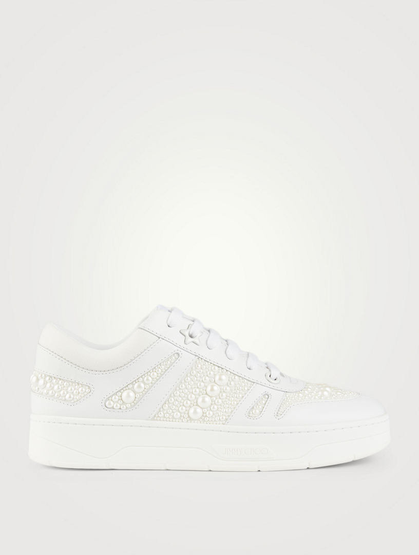 JIMMY CHOO Hawaii/F Pearl Leather Sneakers | Holt Renfrew Canada