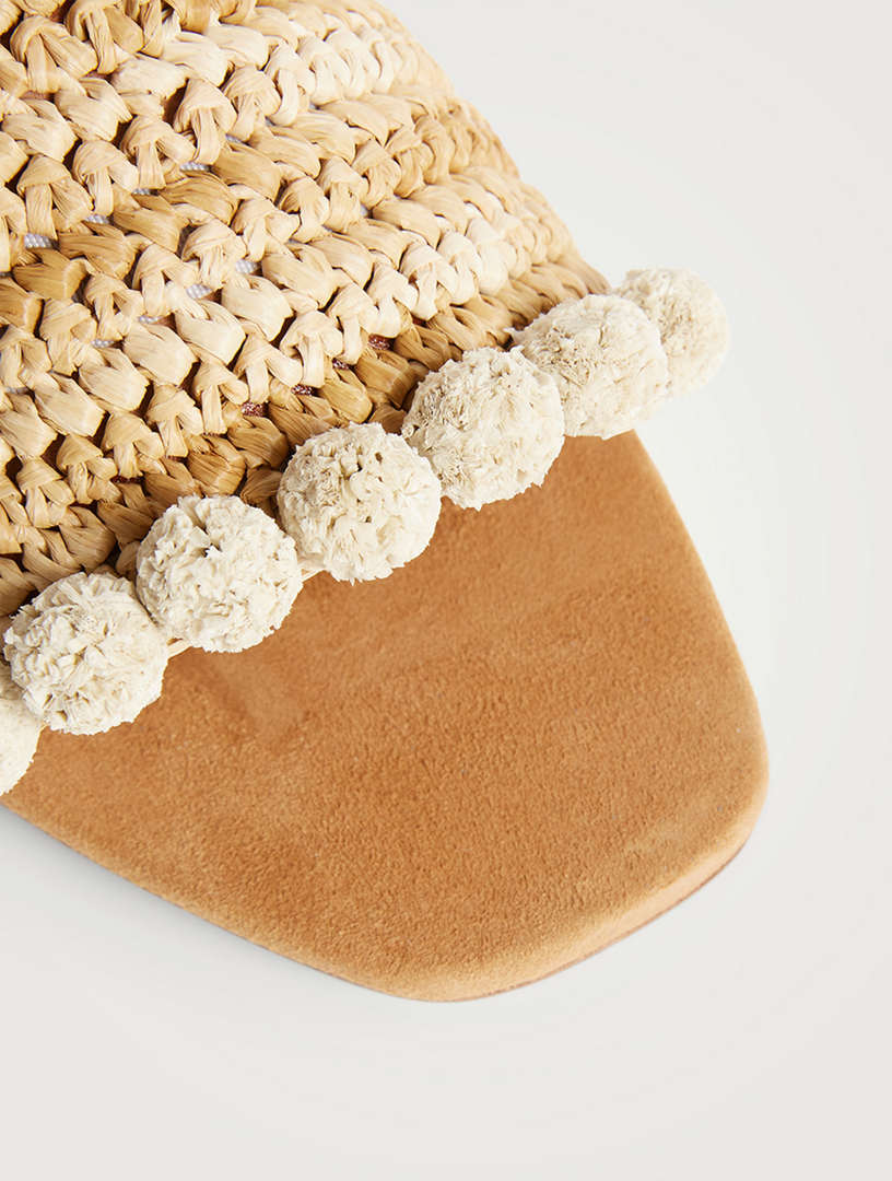 AQUAZZURA Woven Raffia Slide Sandals | Holt Renfrew Canada