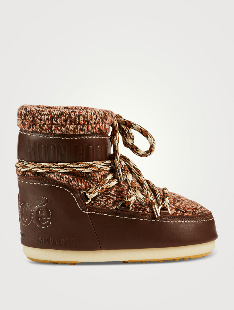 CHLOÉ Chloé x Moon Boot Knit And Leather Boots | Holt Renfrew Canada
