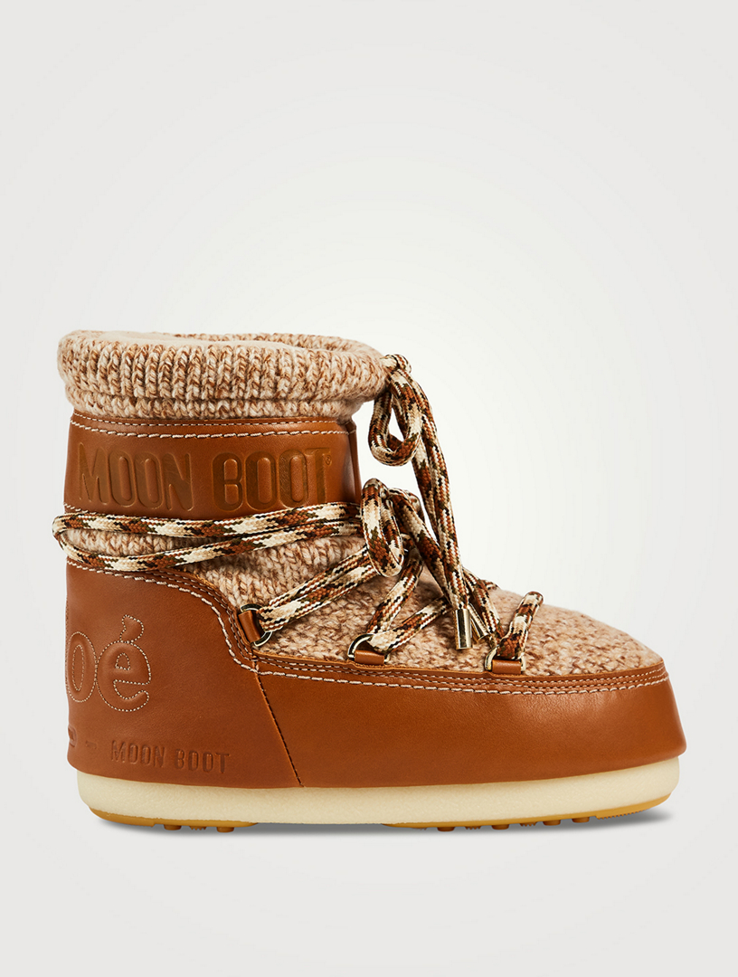 CHLOÉ Chloé x Moon Boot Knit And Leather Boots | Holt Renfrew Canada