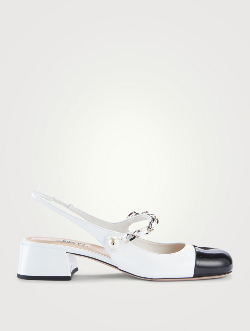 MIU MIU Patent Leather Mary Jane Slingback Pumps With Chain Strap | Holt Renfrew Canada