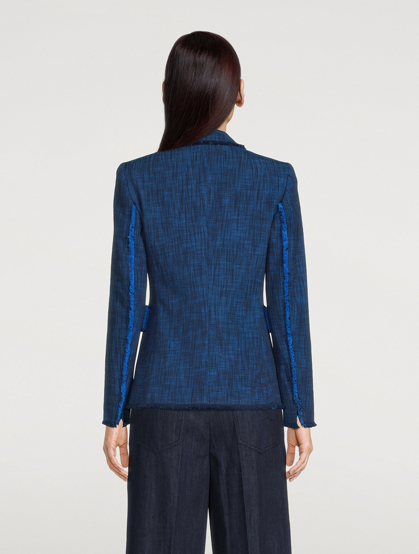 AKRIS PUNTO Double-Breasted Denim Tweed Jacket | Holt Renfrew Canada