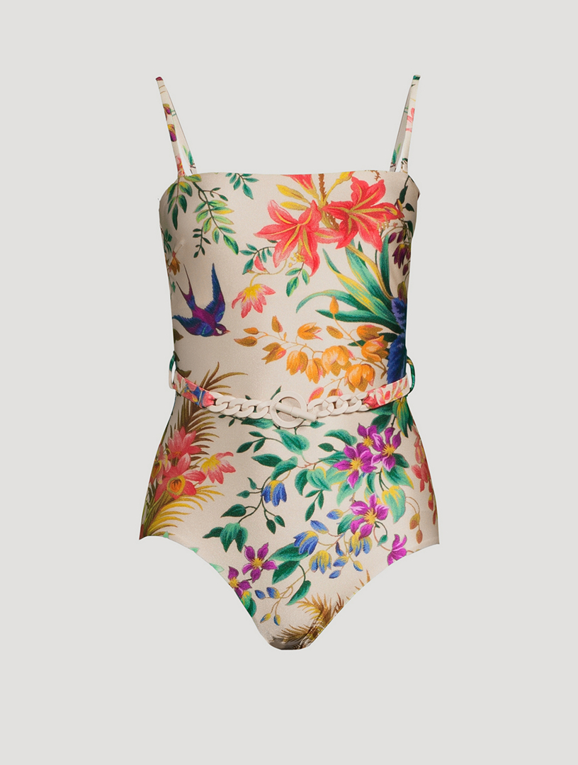 ZIMMERMANN Tropicana Convertible One-Piece Swimsuit In Floral Print ...