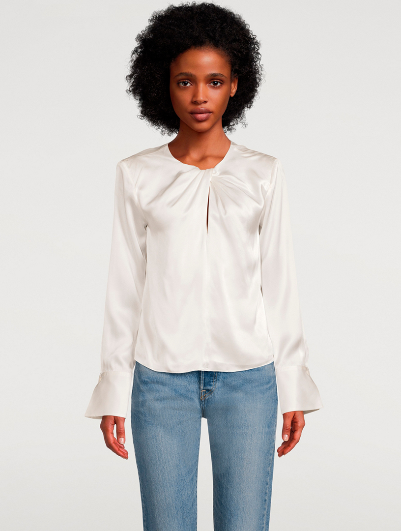 FRAME Twist-Neck Silk Blouse | Holt Renfrew Canada