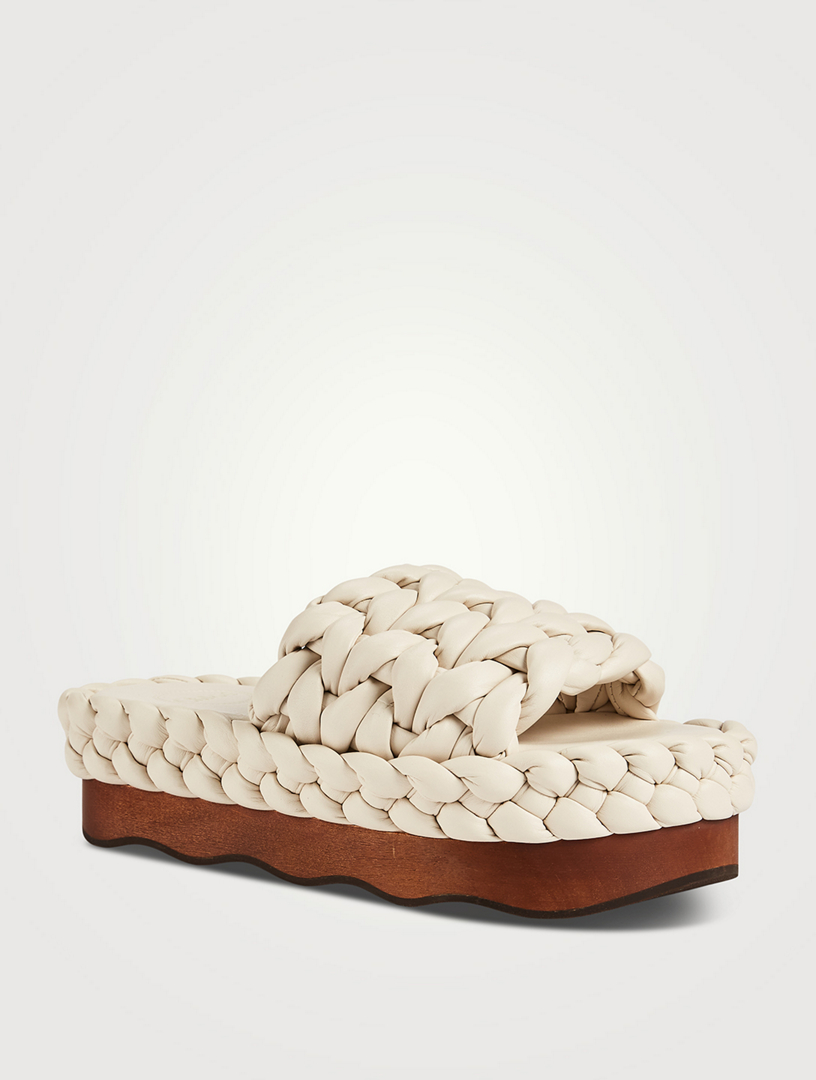 CHLOÉ Wavy Braided Leather Flatform Sandals | Holt Renfrew Canada
