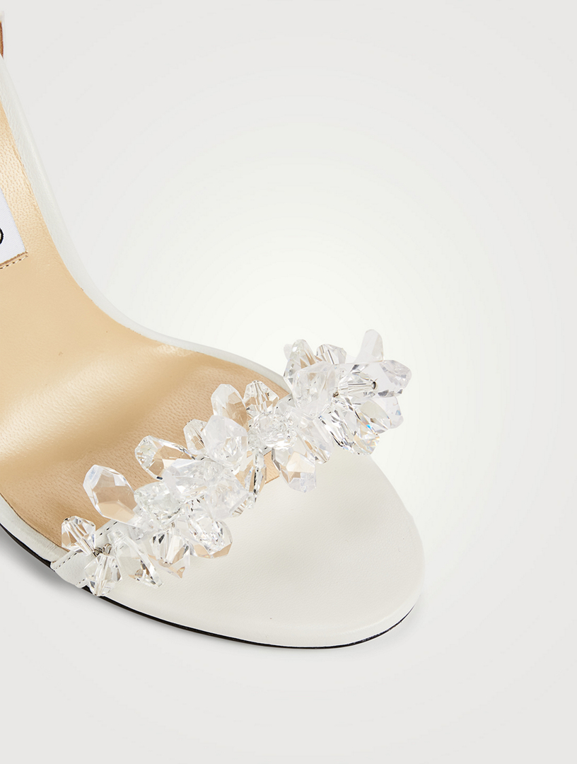 JIMMY CHOO Maisel Leather Heeled Sandals With Crystals | Holt Renfrew ...