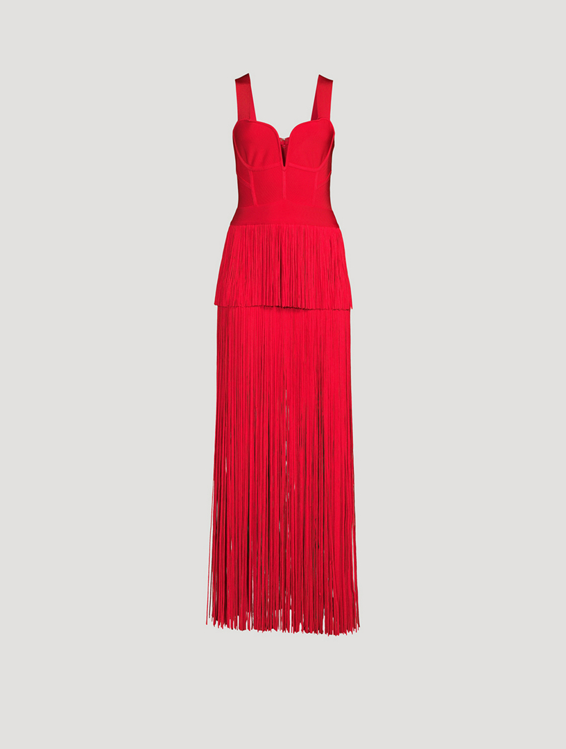 HERVE LEGER Fringe Gown | Holt Renfrew Canada