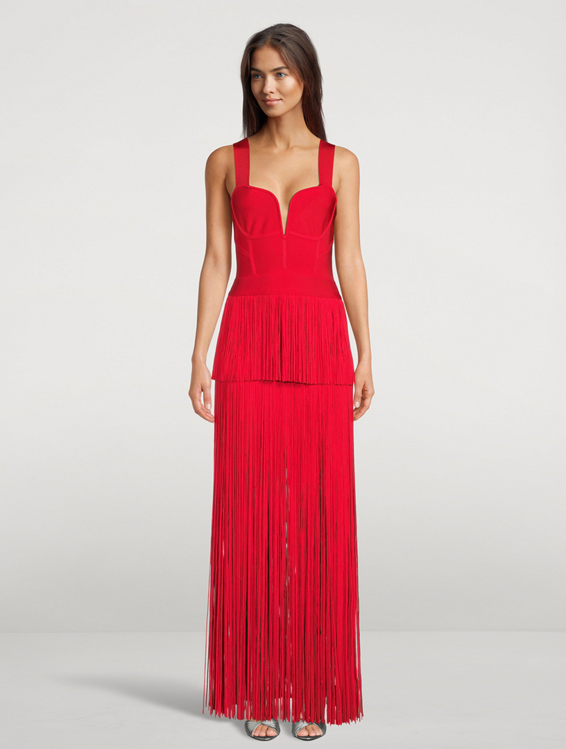 HERVE LEGER Fringe Gown | Holt Renfrew Canada