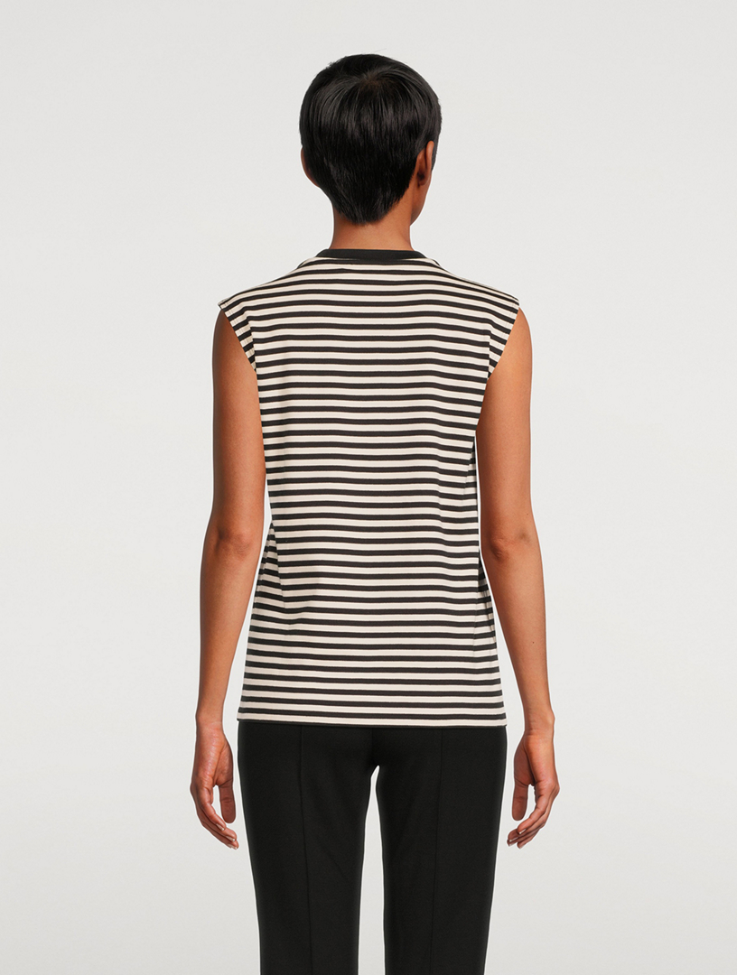 THEORY Perfect Cut-Off T-Shirt In Stripe Print | Holt Renfrew Canada