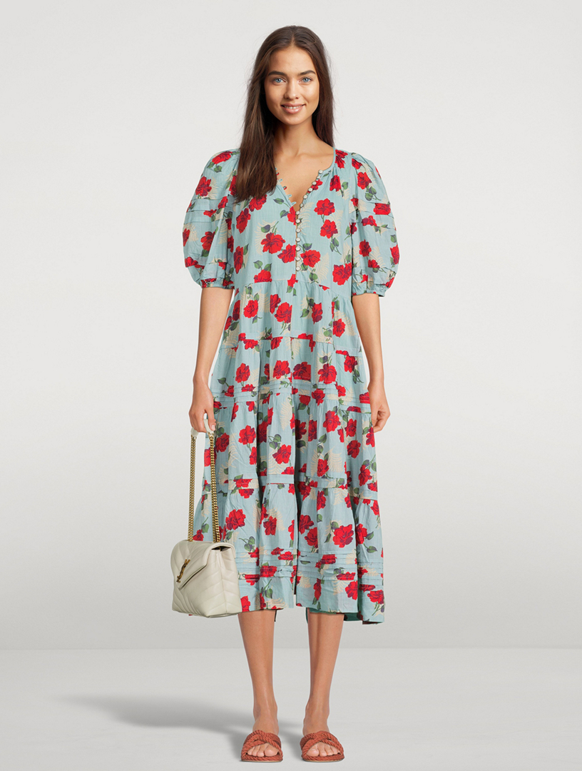 THE GREAT. The Pleated Ravine Midi Dress In Floral Print | Holt Renfrew ...