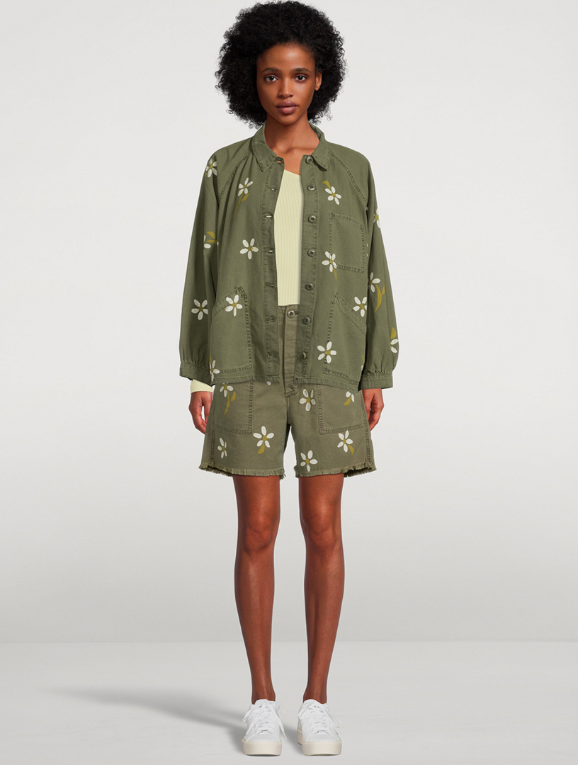 THE GREAT. The Commodore Army Jacket In Floral Print | Holt Renfrew Canada