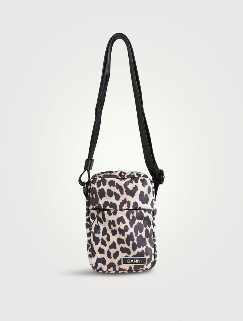 GANNI Festival Recycled Tech Fabric Crossbody Bag In Leopard Print ...