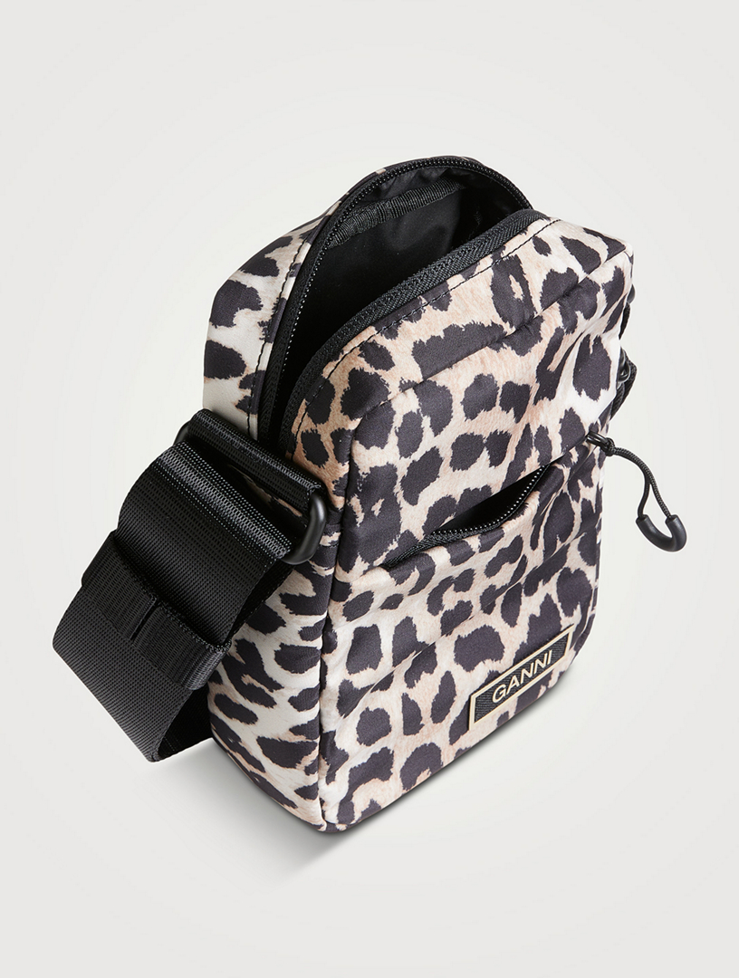 GANNI Festival Recycled Tech Fabric Crossbody Bag In Leopard Print ...