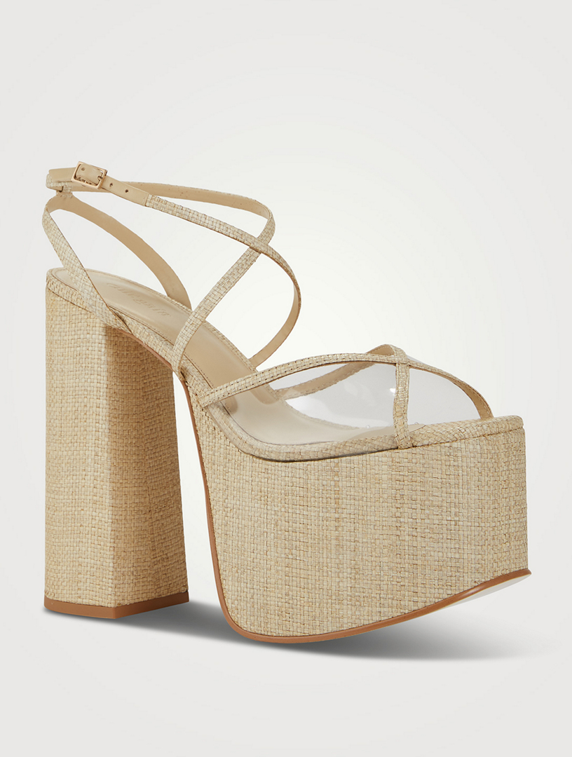 CULT GAIA Sofie Raffia Platform Sandals | Holt Renfrew Canada