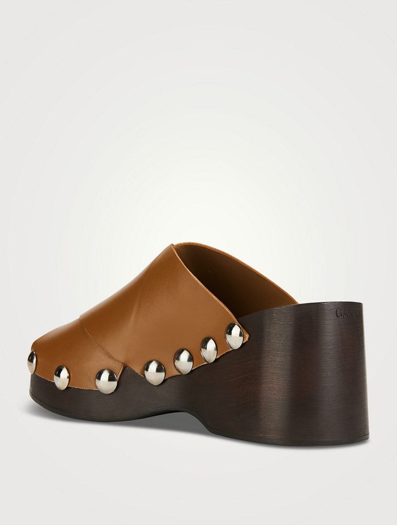 GANNI Retro Leather Platform Clogs | Holt Renfrew Canada