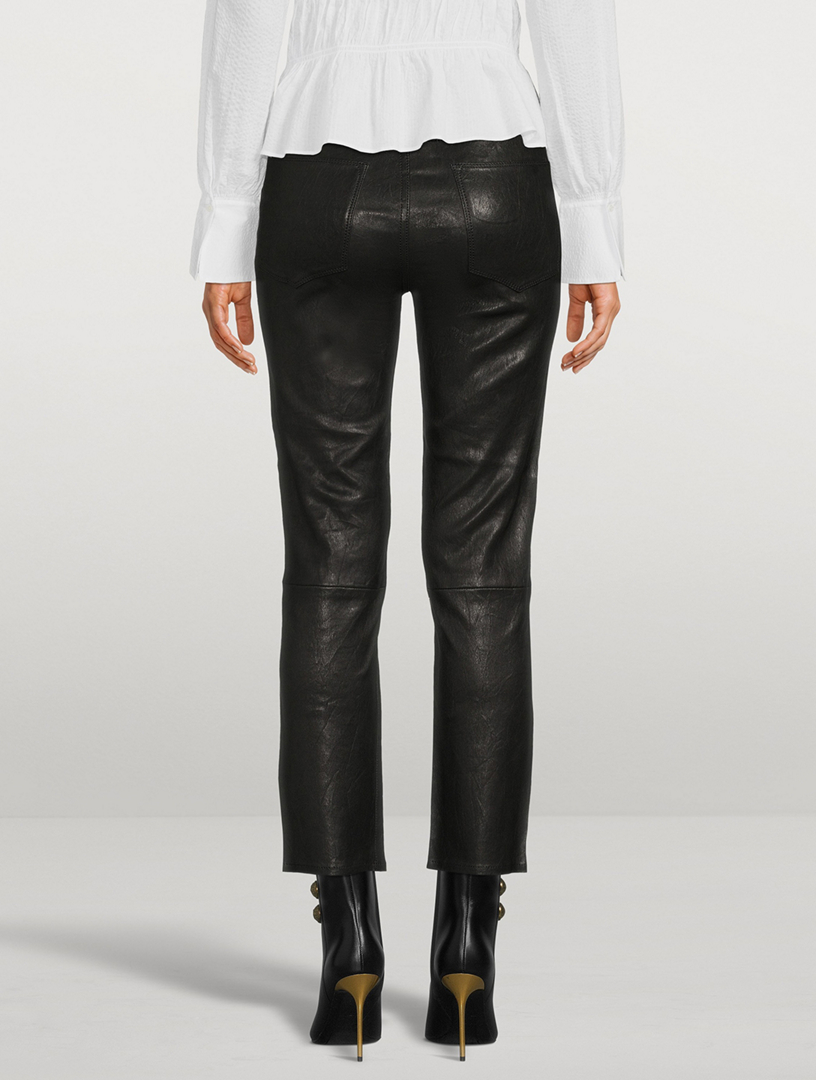 FRAME Le High Straight Leather Trousers | Holt Renfrew Canada