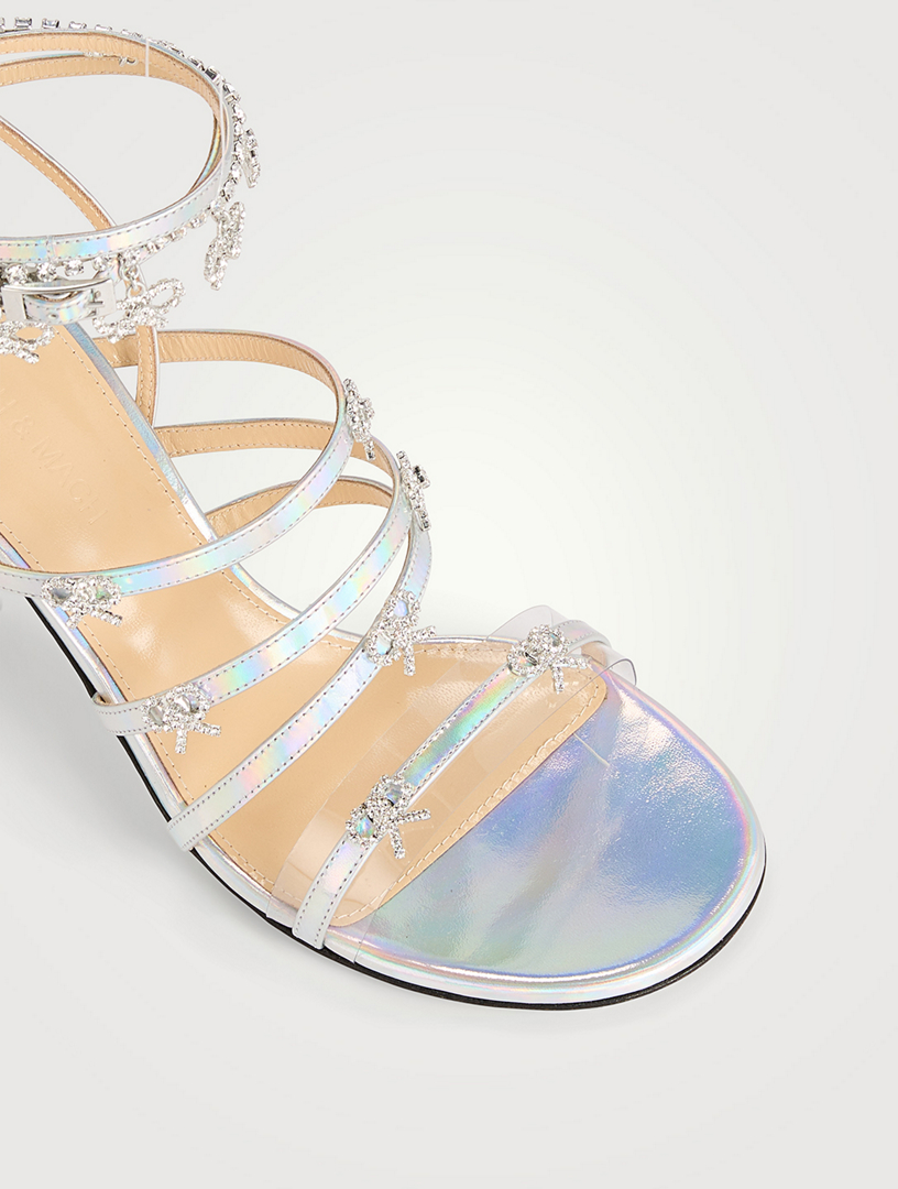 MACH & MACH Camille Crystal Bow Iridescent Leather Sandals | Holt ...
