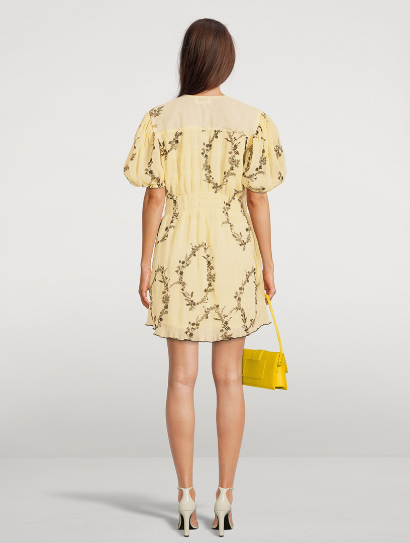 Ganni Pleated Georgette Mini Dress Holt Renfrew Canada