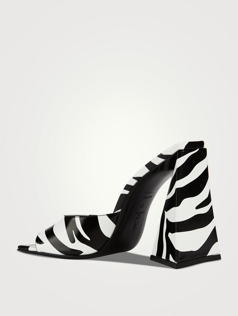 THE ATTICO Devon Leather Mules In Zebra Print | Holt Renfrew Canada