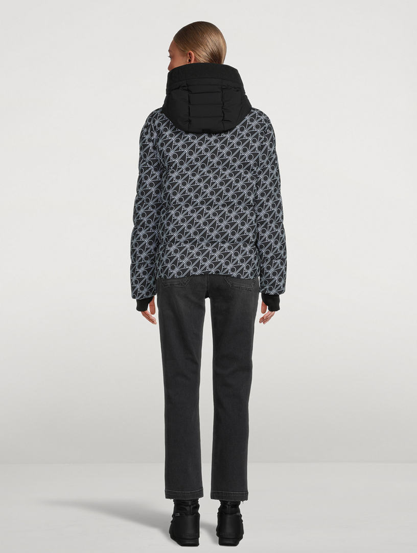 MOOSE KNUCKLES Green Point Down Puffer Jacket In Monogram Print | Holt ...